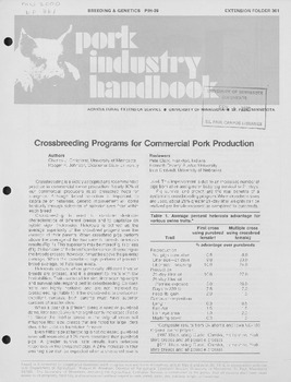 Pork Industry Handbook Crossbreeding Programs for Commercial Pork ...