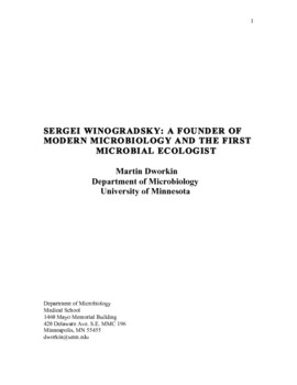 SERGEI WINOGRADSKY: A FOUNDER OF MODERN MICROBIOLOGY AND THE FIRST ...